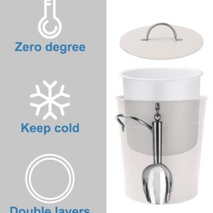 3Qt White Galvanized Ice Bucket with Lid, Scoop & Handles - Ideal for Cocktails, Parties, BBQs, Wine & Champagne. Double-Layer Insulated Outer & Galvanized Inner Layer, Perfect for Home & Outdoor Use