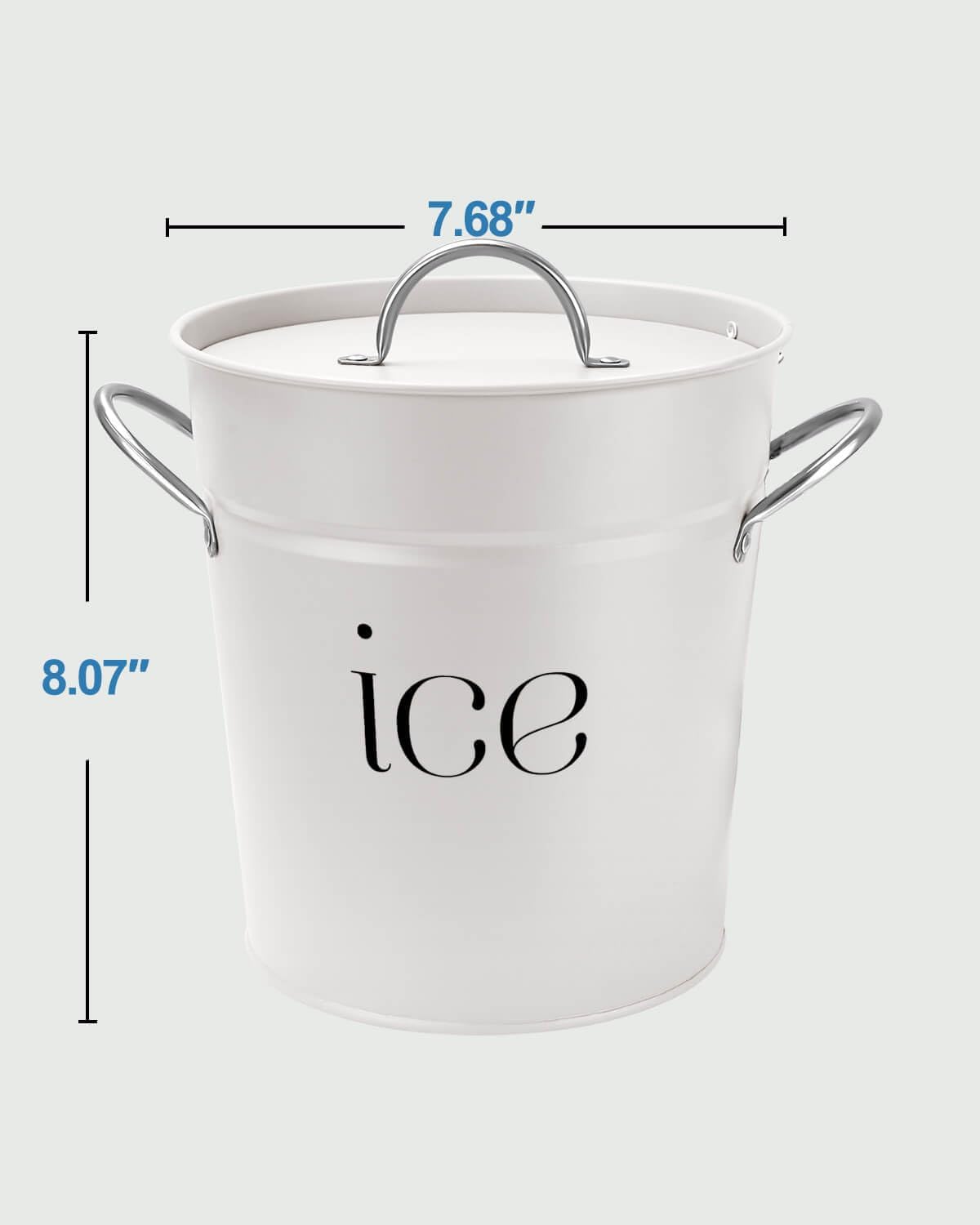 3Qt White Galvanized Ice Bucket with Lid, Scoop & Handles - Ideal for Cocktails, Parties, BBQs, Wine & Champagne. Double-Layer Insulated Outer & Galvanized Inner Layer, Perfect for Home & Outdoor Use