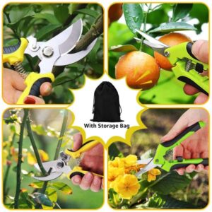 2 Packs Pruning Shears, Garden Shears, Garden Scissors, Garden Pruners Stainless Steel Pruning Shears for Gardening, Garden Clippers, Gardening Tools Scissors with Storage Bag