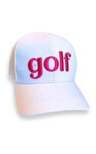 women's golf hat white ballcap with pink accent - trendy apparel for woman, adjustable ball cap, women, ladies cute golf gear apparel caps - one size fits all unisex