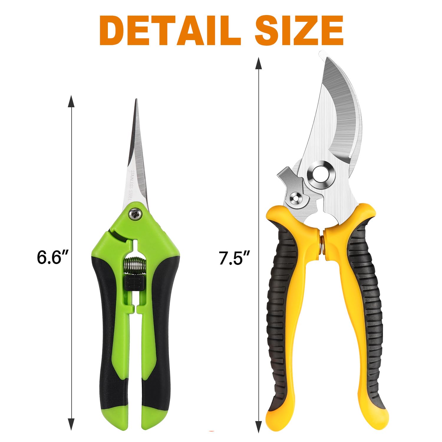 2 Packs Pruning Shears, Garden Shears, Garden Scissors, Garden Pruners Stainless Steel Pruning Shears for Gardening, Garden Clippers, Gardening Tools Scissors with Storage Bag