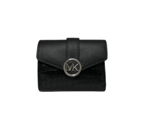 michael kors carmen medium flap wallet (black2)