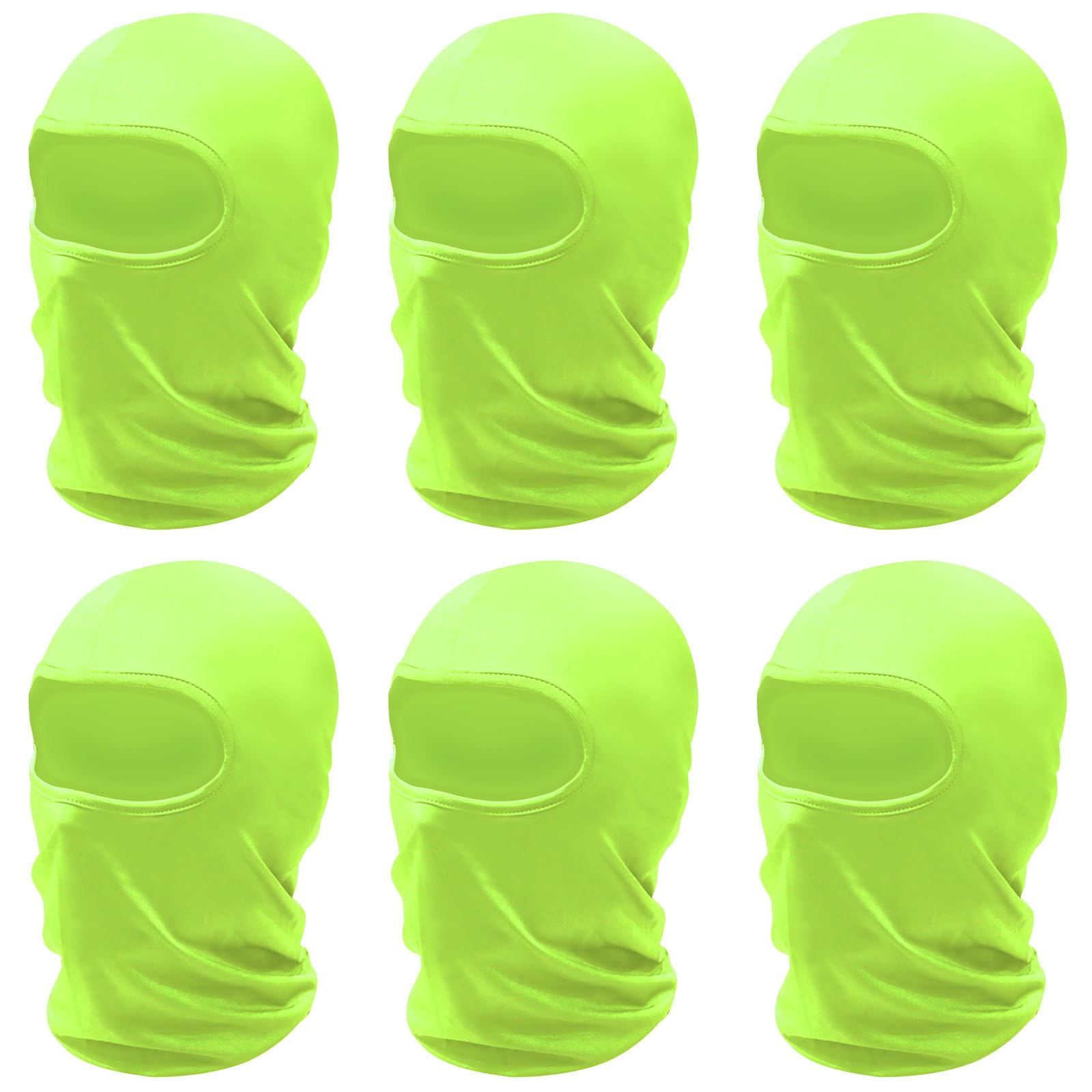 SHEVERCH 6 Pack Neon Green Ski Mask Men Women Windproof Sun Potection Balaclava Full Face Mask Motorcycle Football