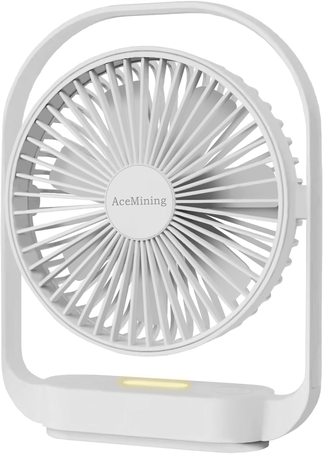 AceMining Fan, Silent Fans & Cooling, Rechargeable Fans, Desk Fan with 4 Speed, USB Fan with Night Light, 330° Rotation Electric Fan, Small Table Fan for Bedroom Office Bedside