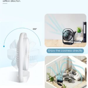 AceMining Fan, Silent Fans & Cooling, Rechargeable Fans, Desk Fan with 4 Speed, USB Fan with Night Light, 330° Rotation Electric Fan, Small Table Fan for Bedroom Office Bedside