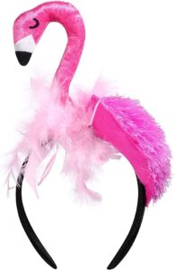 mikily‘s flamingo headband for women, feather flamingo costume headband for girls, party hat headband for adults, pink