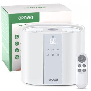 opowo humidifier for bedroom cool mist for plants, 5.5l top fill air humidifier for large room, essential oil diffuser, lasts up to 55h, sleep mode, timer, touch and remote control, auto off