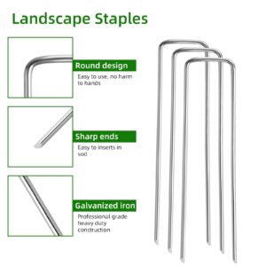 Luijnbn 30 Pack Lawn Staples, Premium Garden Landscape Staples, Galvanized Heavy-Duty Gauge Stakes, U-Shaped Tent Stakes, Anti-Rust Fence Netting Pins Ground Spikes, Sod Pins