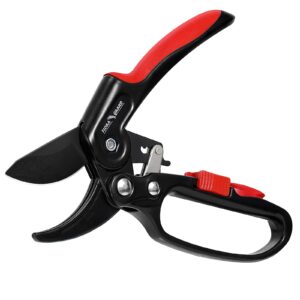 flora guard garden clippers, professional ratchet pruning shears, increases cutting power 3x, sharp gardening scissors, cutting rose, flower, hedge, stem, tree, perfect for weak hands & arthritis