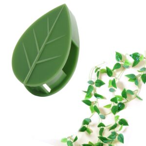 qalgtih 30pcs Plant Wall Fixture Clips for Climbing Plants Invisible Vine Traction Support Holder with 30 Pieces Adhesive Stickers Fixing for Indoor Outdoor Garden Decorations (Green Leaf)