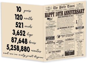 yikalus romantic 10 years anniversary card for him her, vintage tin gifts for 10th anniversary couples, sweet ten years wedding decorations for husband wife, back in 2014