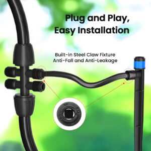 MIXC Drip Irrigation System, 95FT Quick Efficient Connector Garden Irrigation System Plants Watering System For Lawn Patio Raised Bed Automatic Irrigation Equipment With 1/2''&1/4"Tubing,Drip Emitters