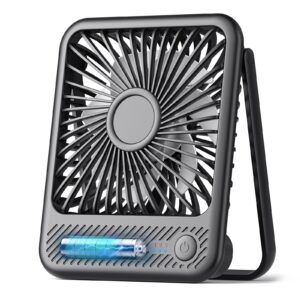 koonie desk fan, ultra quiet 2.5-11h battery operated small usb fan with strong wind, 180° tilt folding and 3 speeds adjustable, battery powered mini personal fan for office bedroom desktop