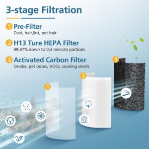 2- Pack P200S/P200 PRO Replacement Fil-ter, Only Compatible with Welov P200S/P200 PRO Air Puri-fier, 3-in-1 H13 True HEPA and High-Efficiency Activated Carbon Fi-ter, NOT for other brand or models.