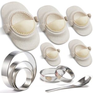 mumsung empanada maker press, 6-inch extra large dumpling maker set with dough cutter, dumpling mold set for pierogi, pastelitos, calzone, turnovers, chinese dumpling, 5sizes (6"/5"/4"/3"/2.6")