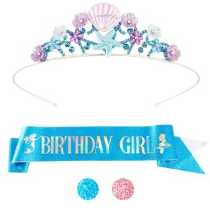 didder mermaid themed party outfit: sash, crown and decorations for girls