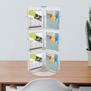 WUPYI Rotating Display Stand,3 Tier 12 Pocket Spinning Acrylic Business Card Holder Tabletop Greeting Cards Display Stand for Office Retail Trade