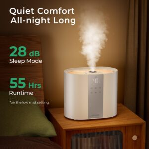 OPOWO Humidifier for Bedroom Cool Mist for Plants, 5.5L Top Fill Air Humidifier for Large Room, Essential Oil Diffuser, Lasts up to 55H, Sleep Mode, Timer, Touch and Remote Control, Auto Off