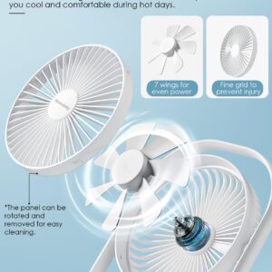 AceMining Fan, Silent Fans & Cooling, Rechargeable Fans, Desk Fan with 4 Speed, USB Fan with Night Light, 330° Rotation Electric Fan, Small Table Fan for Bedroom Office Bedside