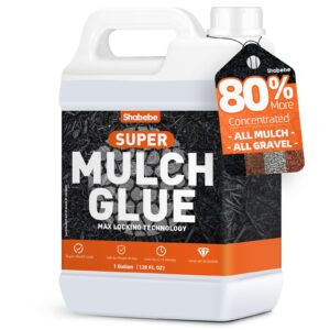 mulch glue for landscaping, 1 gallon mulch glue, ready to use fast-dry non-toxic, strong mulch gravel glue, rock glue, mulch glue for garden, mulch glue binder, mulch lock and pea gravel stabilizer