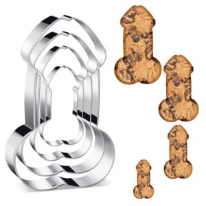 prasacco 4 pieces stainless steel cookie cutter set, funny cookie cutters, creative cookie cutters, biscuits molds metal molds diy cookie baking molds for diy snacks, cocktail party supplies