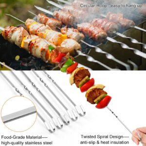 Oligei 24 PCS Metal Skewers, Kabob Skewers, Metal Skewers for Kabobs, Flat Skewers for Grilling, Reusable Metal Skewers for Grilling, Grill Skewers for BBQ, Meat and Vegetable