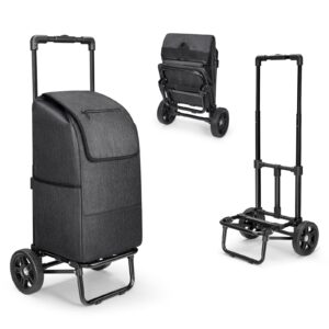 kedsum 2 in 1 shopping cart for groceries, 330 lbs luggage cart, portable utility shopping cart with wheels, heavy duty grocery cart, dolly with a black removable waterproof bag for moving, camping