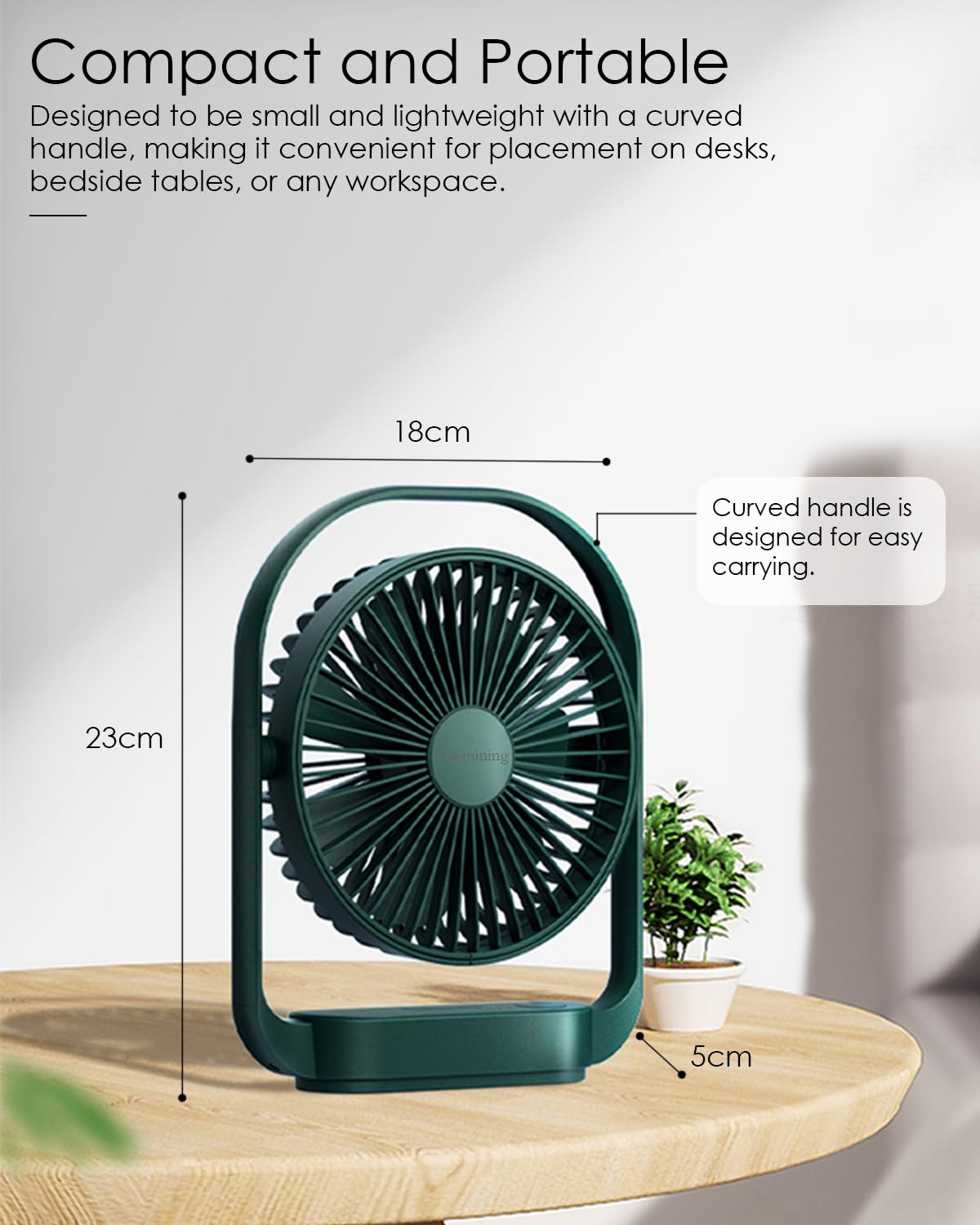 AceMining Fan, Silent Fans & Cooling, Rechargeable Fans, Desk Fan with 4 Speed, USB Fan with Night Light, 330° Rotation Electric Fan, Small Table Fan for Bedroom Office Bedside