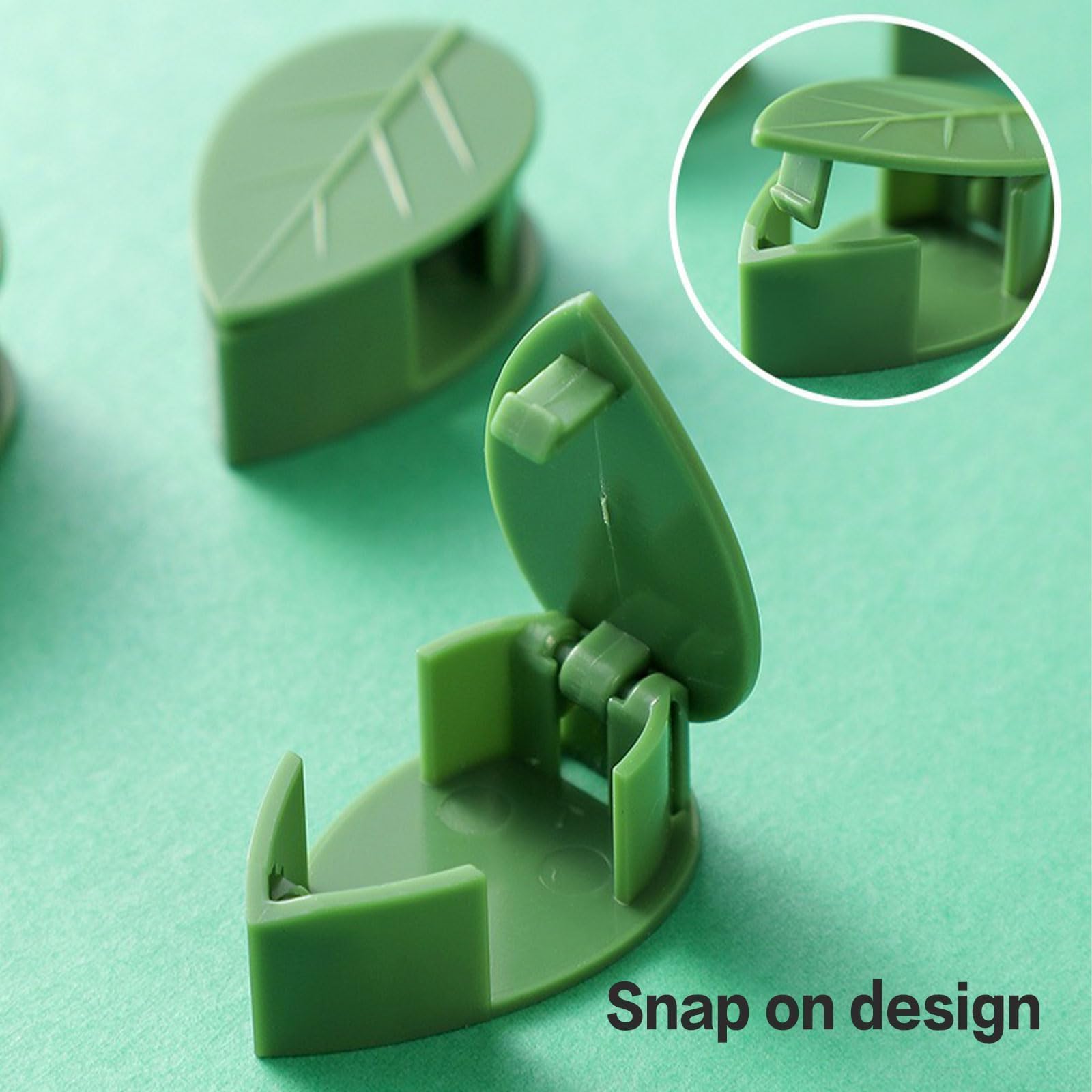 qalgtih 30pcs Plant Wall Fixture Clips for Climbing Plants Invisible Vine Traction Support Holder with 30 Pieces Adhesive Stickers Fixing for Indoor Outdoor Garden Decorations (Green Leaf)