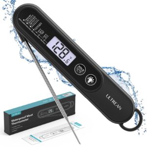 ultrean digital meat thermometer for cooking,ultra-fast instant read food thermometer with backlight,foldable probe,waterproof kitchen thermometer for bbq,grill,fry,oven,candy making