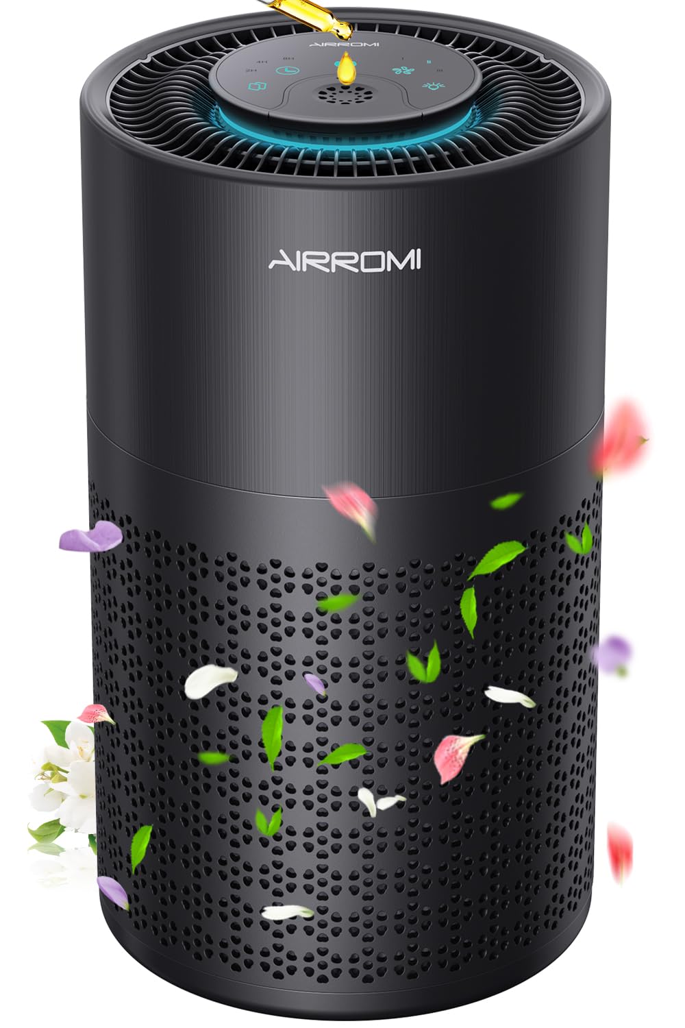 AIRROMI Air Purifiers with an Extrea Filter Covers Up to 990 sqft, Air Cleaner with Fragrance Sponge for Allergens Dust, Smoke, Odor, Dander, Pollen, H13 True HEPA 3-in-1 Filter black