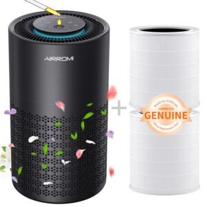 airromi air purifiers with an extrea filter covers up to 990 sqft, air cleaner with fragrance sponge for allergens dust, smoke, odor, dander, pollen, h13 true hepa 3-in-1 filte (black)