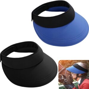 hercicy 2 pcs equestrian helmet visor uv protection beach hat women men wide brim sun visor for horse riding(black, blue)