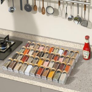 Suneerplay Spice Drawer Organizer 4 Tier, Acrylic Seasoning Organizer Rack, Clear Spice Rack Tray, Kitchen Seasoning Jars Drawers Insert (Jars Not Included/ Expandable From 9" to 18")