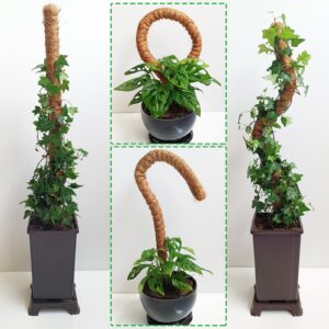 28 Inch Moss Pole, 2 Pack Bendable Moss Pole for Plants Monstera, Moss Poles for Climbing Plants Indoor, Handmade Coco Coir Plant Pole Sticks Support Stakes for Potted Plants