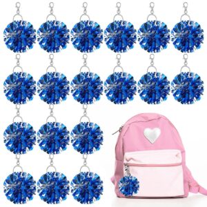 remuuly 20 pcs cheer pom pom keychain cheerleader gifts cheerleading keyring charm foil with keychain hooks for women accessories (blue silver)