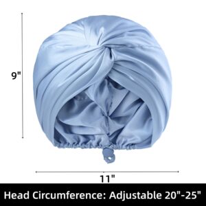 Silk Satin Bonnet for Hair Sleeping : Women Men Care Gift for Daily Travel Life, Sleep Essentials Gifts for Christmas Valentine's Day - Aqua Sky Blue