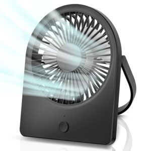 buywoo portable usb desk fan, usb-a corded powered small personal fan with 3-speed, hangable mini foldable desktop fan with strong wind, ultra quiet for home, office, desktop, black