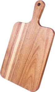 zeqi acacia wood cutting board with handle 13.7''x7'' / charcuterie board/serving board/cheese, bread, vegetables & fruits serving board (rectangular)