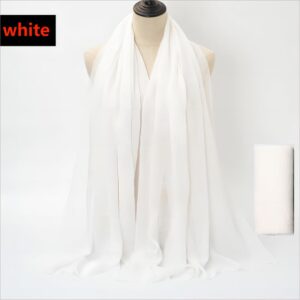 guiyal Cotton Blend Crinkle Vintage Soft Scarf with Fringed Edges,linen scarf,shawl,travel scarf，White scarf