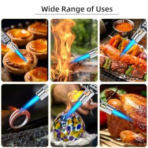 Butane Torch, Lighter Refillable, Torch Lighter with Safety Lock and Adjustable Flame, Blow Torch for DIY Creme Brulee, Baking, Cooking Food, BBQ, Lighter Torch No Gas Included