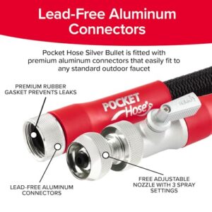 Pocket Hose Silver Bullet 2.0 Expandable Garden Hose 75-FT with Turbo Shot Nozzle, AS-SEEN-ON-TV, Lead-Free, Solid Aluminum Connectors, Easy On/Off Valve, Kink-Free, Leak-Proof