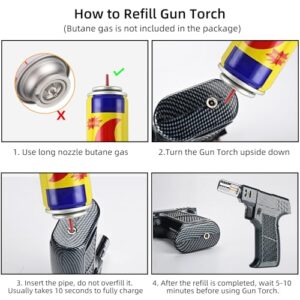 Butane Torch, Lighter Refillable, Torch Lighter with Safety Lock and Adjustable Flame, Blow Torch for DIY Creme Brulee, Baking, Cooking Food, BBQ, Lighter Torch No Gas Included