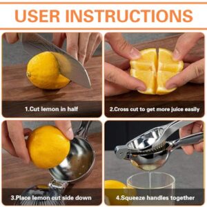 Lemon Juicer, Heavy Duty Lemon Squeezer, Stainless Steel Lime Squeezer Manual Citrus Press Orange Juicer Handheld, Hand Press Fruit Juicer Exprimidor De Limones for Lemon