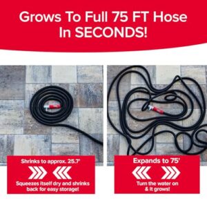 Pocket Hose Silver Bullet 2.0 Expandable Garden Hose 75-FT with Turbo Shot Nozzle, AS-SEEN-ON-TV, Lead-Free, Solid Aluminum Connectors, Easy On/Off Valve, Kink-Free, Leak-Proof