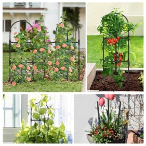 MQHUAYU Garden Trellis for Climbing Plants Outdoor, 47.2" H*38.2" W Rustproof Sturdy Garden Arch Trellis for Potted Climbing Cucumber Tomato Rose Vegetable Flower Plant Trellises(120cm)