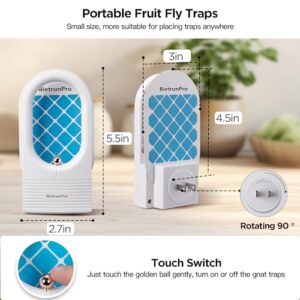 Fruit Fly Traps/Gnat Traps for Indoors(2 Devices+6 Refills), 2-in-1 UV＆Blue Light Plug-in Bug Trap, NAT Killer, Flying Insect Catcher Sticky Trap for Home House Fruit Flies, Moths, Mosquitoes, Fungus