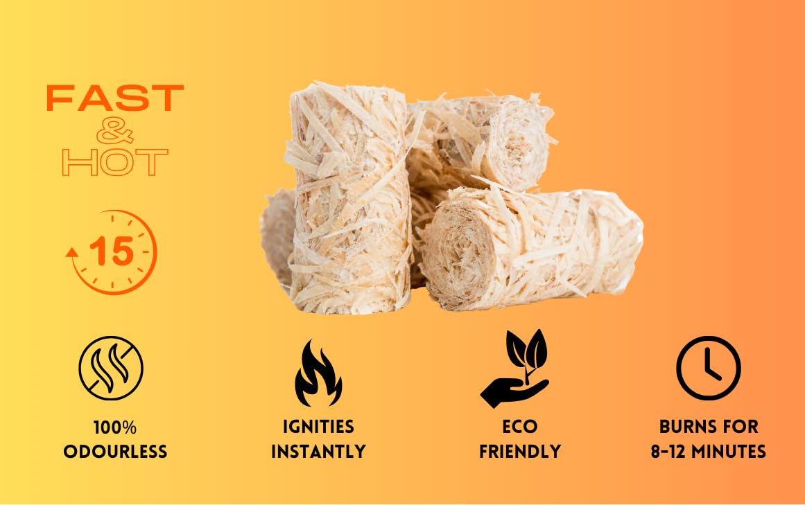 OOFT Natural Firelighters - Ignite Instantly and Odourless - Perfect for use with Pizza Ovens, Barebeques, Wood Burning Stoves, Open Fires and Camp Fires - Box of 25