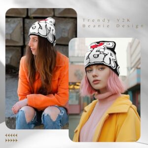 2THESTARS Y2K Beanie Trendy Wool Acrylic Beanies for Women and Men Stylish Y2K Accessories - Black