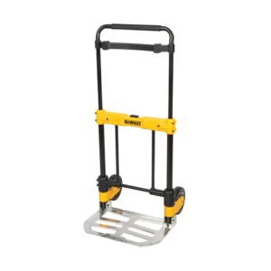 dewalt folding hand truck and moving dolly, 420-lb capacity utility cart, heavy-duty steel frame, telescoping handle, flat-free 7-inch wheels